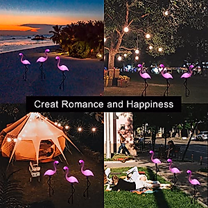 Flamingo Garden Solar Lights 3 Pieces Waterproof and Solar Powered Outdoor Decorative Stake Pink Lights for Pathway Lawn Yard Landscape Path Christmas Decorations Gifts