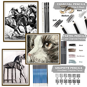 Kalour 76 Drawing Sketching Kit Set - Pro Art Supplies with Sketchbook & Watercolor Paper - Include Watercolor,Graphite,Colored,Metallic,Pastel,Charcoal Pencil - for Artists Beginners Adults Teens