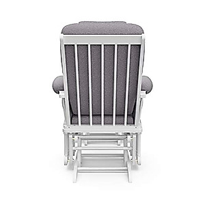 Storkcraft Tuscany Custom Glider and Ottoman with Free Lumbar Pillow (White/Slate Gray Swirl) - Cleanable Upholstered Comfort Rocking Nursery Chair with Ottoman