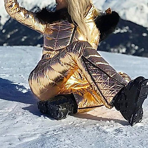 Aurgelmir Women Winter Ski Suit Fur Collar Coat Ski Jumpsuit Snowsuit