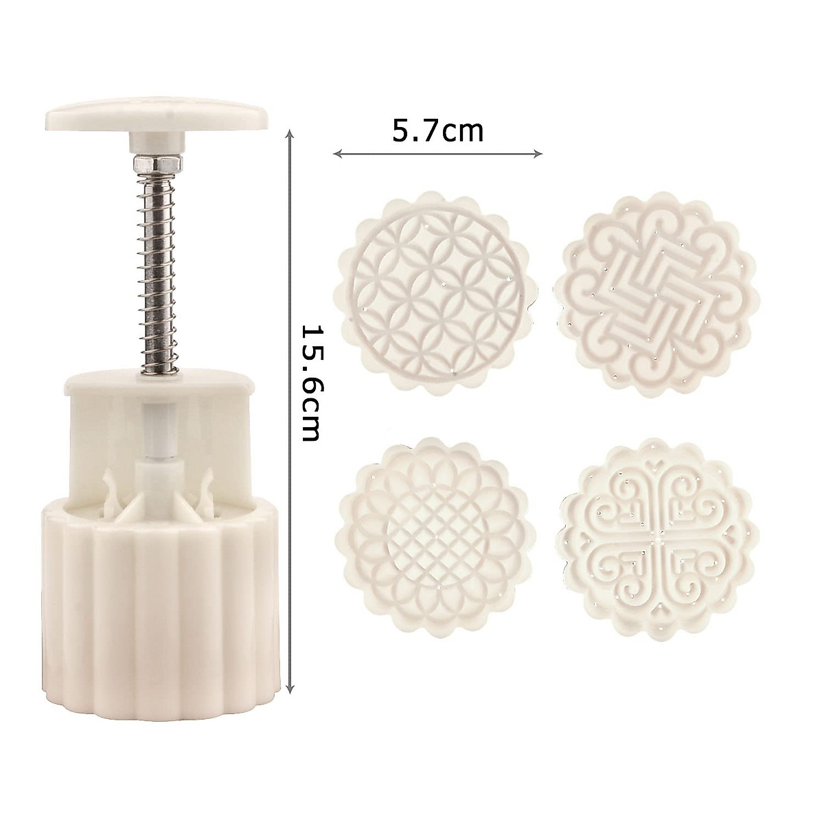 Chinese flower moon cake press mold, hand pressed mooncake dessert DIY, moon cake puff pastry 1 mold with 4 stamps for various holidays, parties (4*Have money to spend(75g))