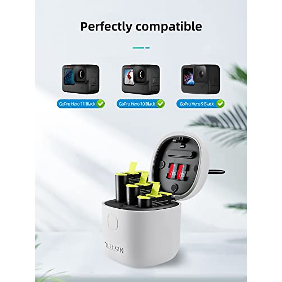 TELESIN Hero 11 Battery for Gopro, Triple Charger SD Card Reader Kit for GoPro Hero 11, Hero10, Hero 9 Black, Allinbox Charger & 2-Pack Go pro 11 Batteries