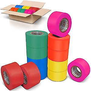 ACE Supply Flagging Tape Assorted Color Pack - Non-Adhesive 12 Pack - 1.5" Width, 150' Length, 2 Mil - Tree Tape for Branches, Surveyors Tape, Flag Tape