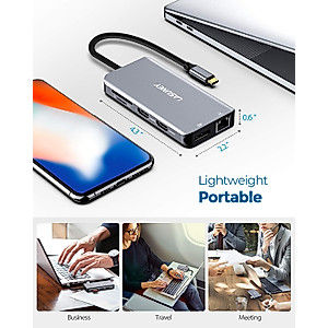 Lasuney Triple Display 10 in 1 USB Type C HUB with to 2 HDMI, Displayport, PD3.0, Ethernet, 3 USB Ports, SD/TF, Multiport Adapter Docking Station Dongle for Laptop