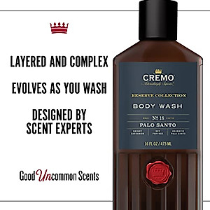 Cremo Rich-Lathering Palo Santo (Reserve Collection) Body Wash, Notes of Bright Cardamom, Dry Papyrus and Aromatic Palo Santo, 16 Fl Oz (2-Pack)