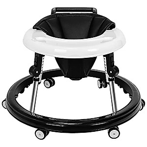 HARPPA Foldable Baby Walker, Sit to Stand Activity Center with Wheels, Seat and Height Adjustable (Black)