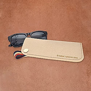 Yonput 2 PCS Thickened Felt Sunglasses Case Portable Eyeglasses Pouch Glasses Bag, Soft Felt Slip-in Pouch Case for Women Men (Black & Beige)