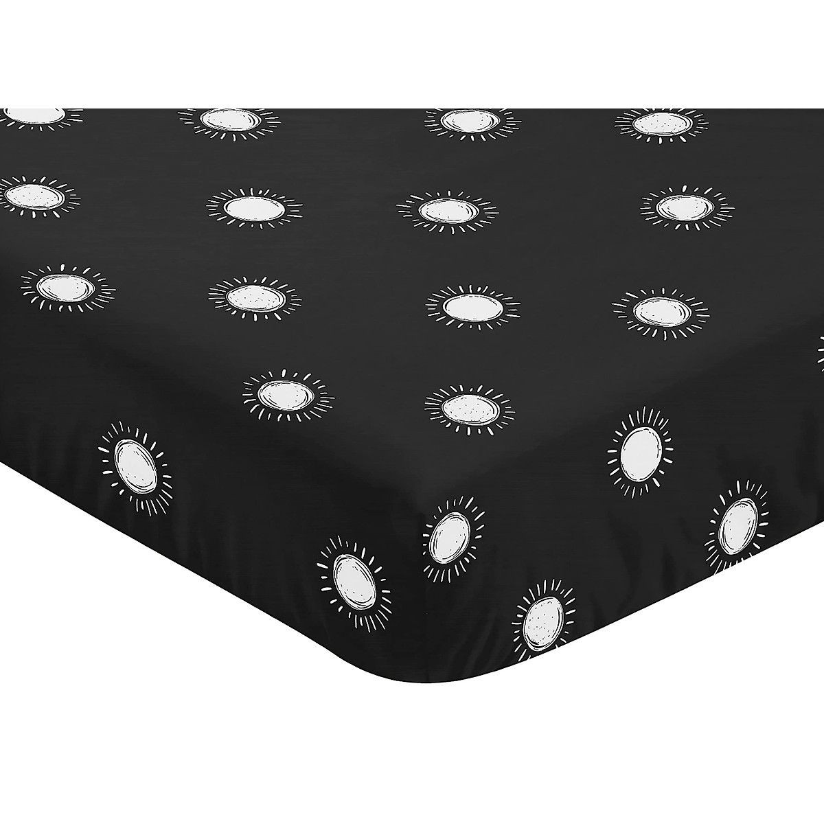 Sweet Jojo Designs Black and White Boho Sun Boy or Girl Fitted Crib Sheet Baby or Toddler Bed Nursery - White and Black Bohemian Celestial Sky Desert Sunshine Outdoors Nature Gender Neutral