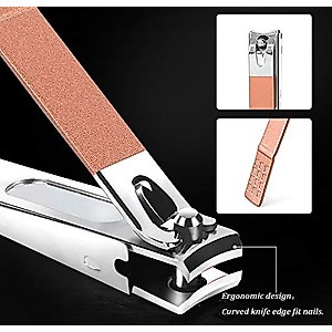 Manicure Set, ESARORA 20 In 1 Stainless Steel Professional Pedicure Kit Nail Scissors Grooming Kit with Pink Leather Travel Case