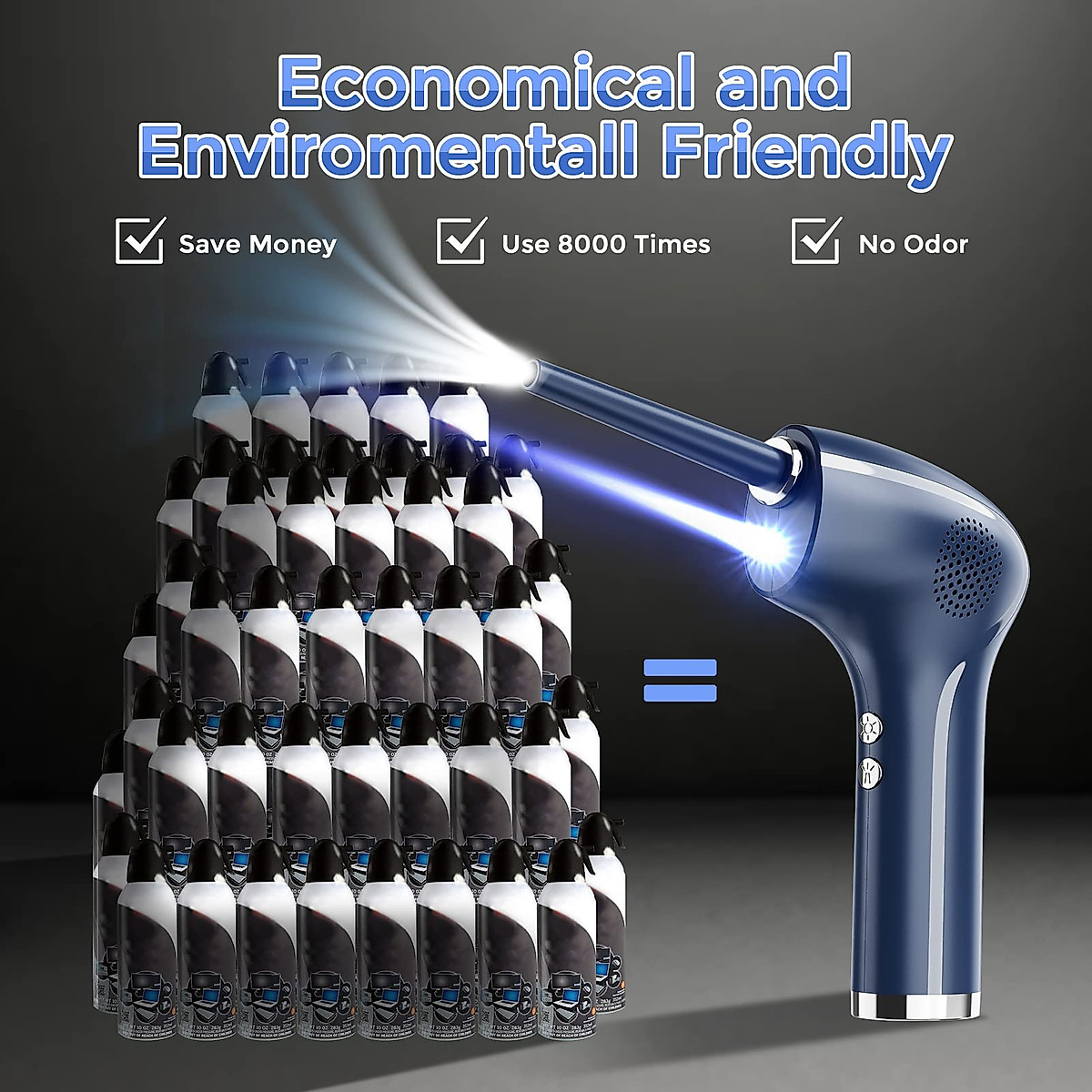 Electric Air Duster,52000 RPM and 6000mAH Cordless Air Duster Electric Blower Computer Compressed Air Duster for Cleaning Computer Keyboard PC, Portable Rechargeable Cordless Air Blower, Compressor