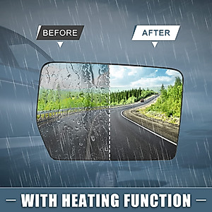 A ABSOPRO Heated Mirror Glass 4L3Z-17K707-AB with Backing Plate Passenger Right Side Mirror Replacement Glass for Ford F150 2004 2005 2006 2009 2010