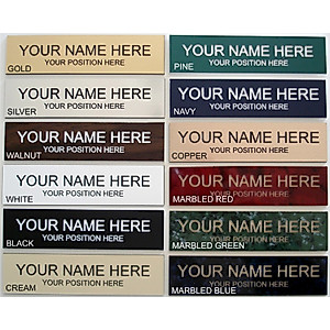 Name Plate Choose Color 2 x 8 - Laser Engraved - CUSTOMIZE. Available in a variety of colors and fonts to match your style. Add a holder / bracket for a professional look.