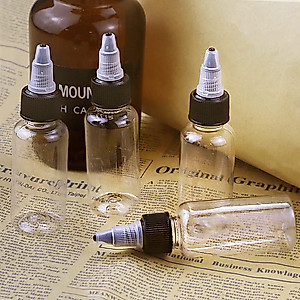 ISUSSER Pack of 40 PCS Clear Refillable Empty Plastic Squeeze Bottle with Black Twist Top Caps, 1oz/30ml