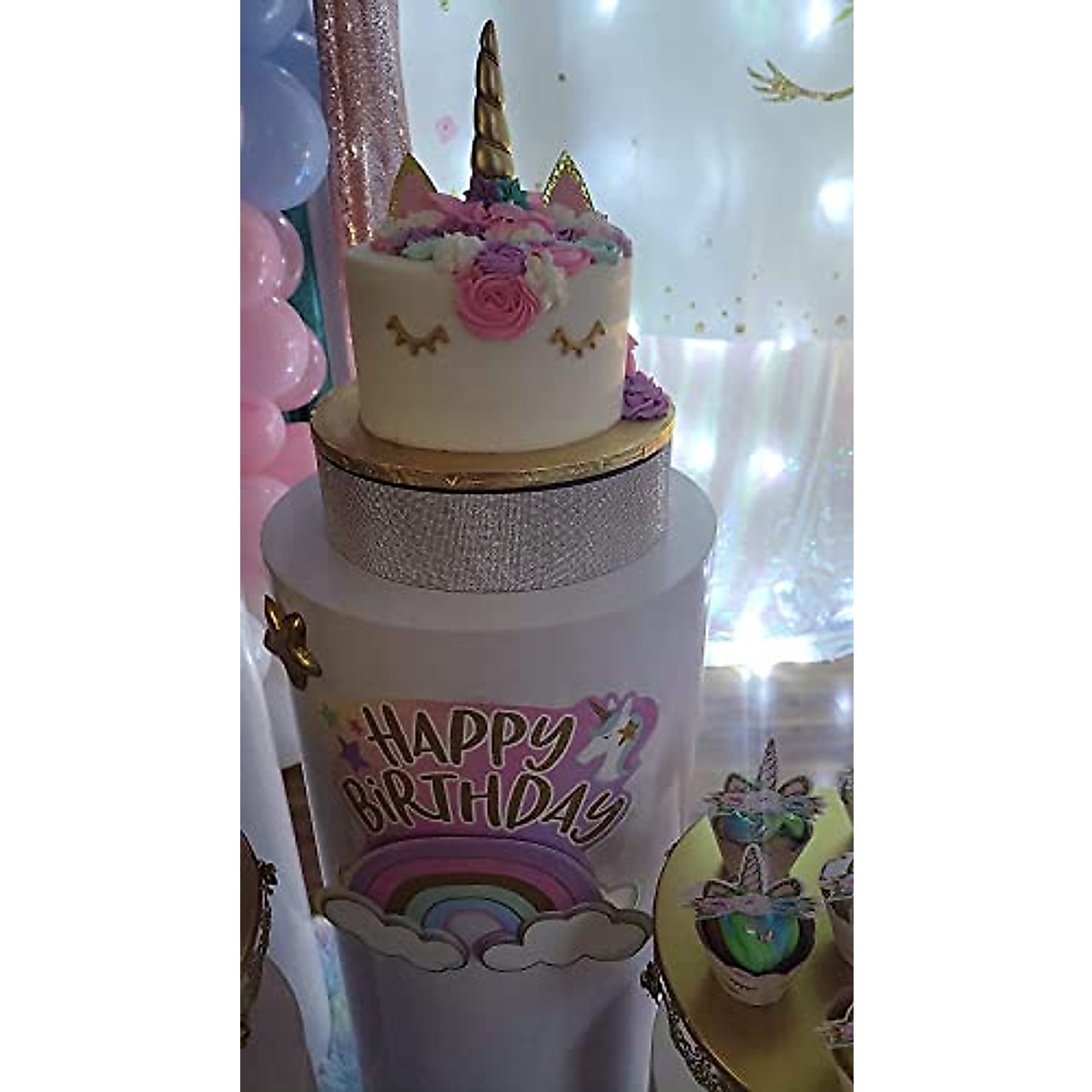 Flavorthings 16 Inches Bling Round Cake Stand Cupcake Base with Crystal Rhinestones Mirror Top, Gorgeous Cake Display Decorative Centerpiece for Wedding Parties (Silver, 16")