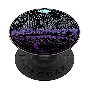 Galaxy UFO Abduction Space Astronaut Nature Lake Moon Alien PopSockets Standard PopGrip