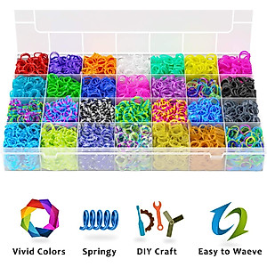 11,900+ Rubber Band Bracelet Kit -11,000 Loom Bands in 28 Colors with Accessories - Loom Bracelet Kit, Portable Gift Set of Rubber Band Bracelet Making Kit for Endless Creativity