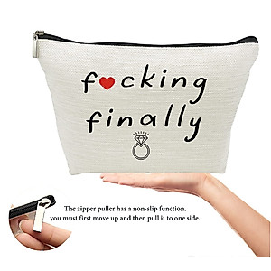 Funny Engagement Gift for Her, Bride, Bride to Be, Newly Engaged, Bridal Shower Gifts for Her, Makeup Bag Cosmetic Travel Accessories Bag Toiletry Case Gifts for Women, Bachelorette Party Gifts