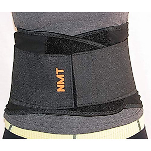 Back Brace by NMT ~ Lumbar Support Black Belt ~ Posture Corrector ~ Pain Relief from Arthritis, Sciatica, Scoliosis, Backache, Slipped Disc, Hernia, Spinal Stenosis ~ Injury Prevention ~ 4 Adjustable Sizes -'L' Fits Waist 34-40" (86-102cm)