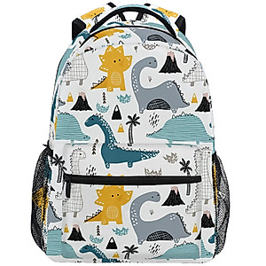 ZZKKO Cute Cartoon Dinosaurs School Backpacks Book Bag for Boys Girls Travel Hiking Camping Daypack Work Laptop Backpack