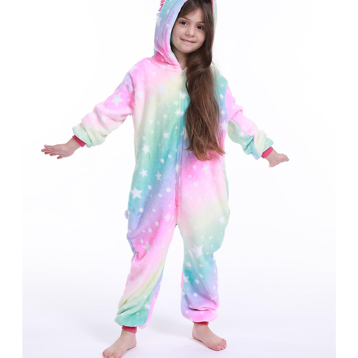 Zorxu Girls Unicorn Onesie Pajamas Animal Costume Halloween Cosplay Unisex Xmas Gifts for Kids