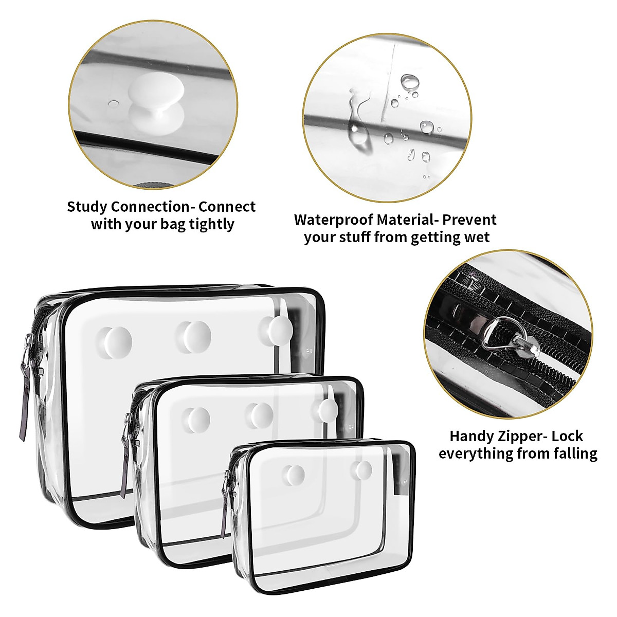 Generic 6Pack Clear Inserts Pouch Compatible for Bogg Bag, Hooks & Key Chain Holder for Beach Bogg Bags, Organize Valuables Accessories for Bogg Bags