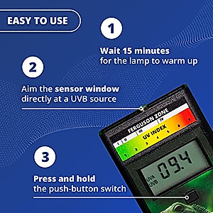 Solarmeter Model 6.5R Reptile UV Index Meter, Handheld Digital Radiometer for Measuring Ultraviolet Light, Measures 280-400 nm with Range from 0-199.9 UV Index, Made in USA, ABS Polymer, Black