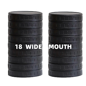 Jumterlee 18 Pack Black Wide Mouth Mason Jar Lids with Silicone Rings, Plastic Mason Jar Lids,Plastic Canning Lids, Fit Ball,Kerr and More (black)