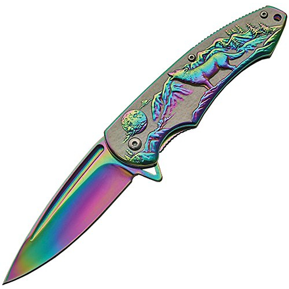 Rite Edge CN300403RB-BRK Wolf Framelock A/O Rainbow