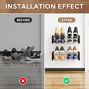 DEYILIAN 2 Pack Wall Mounted Shoe Rack for RV, Hanging Shoe Organizer with Sticky Hanging Mounts, Over the Door Shoe Organizer for Closet Camper Door Shoe Rack, Wall Shoe Rack, Wall Shoe Organization