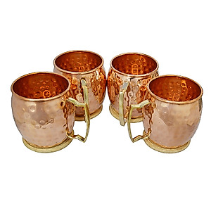 AVS Store Handmade Pure Copper Hammered Moscow Mule Mug (Pack of 4)