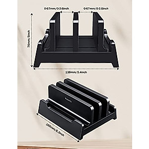 meatanty Dual Vertical Laptop Stand Holder 2 Slot MacBook Pro Vertical Stand Laptop Accessories, Desktop Storage for All MacBook/Surface/HP/Dell/Chrome Book Up to 17.3″ -Black