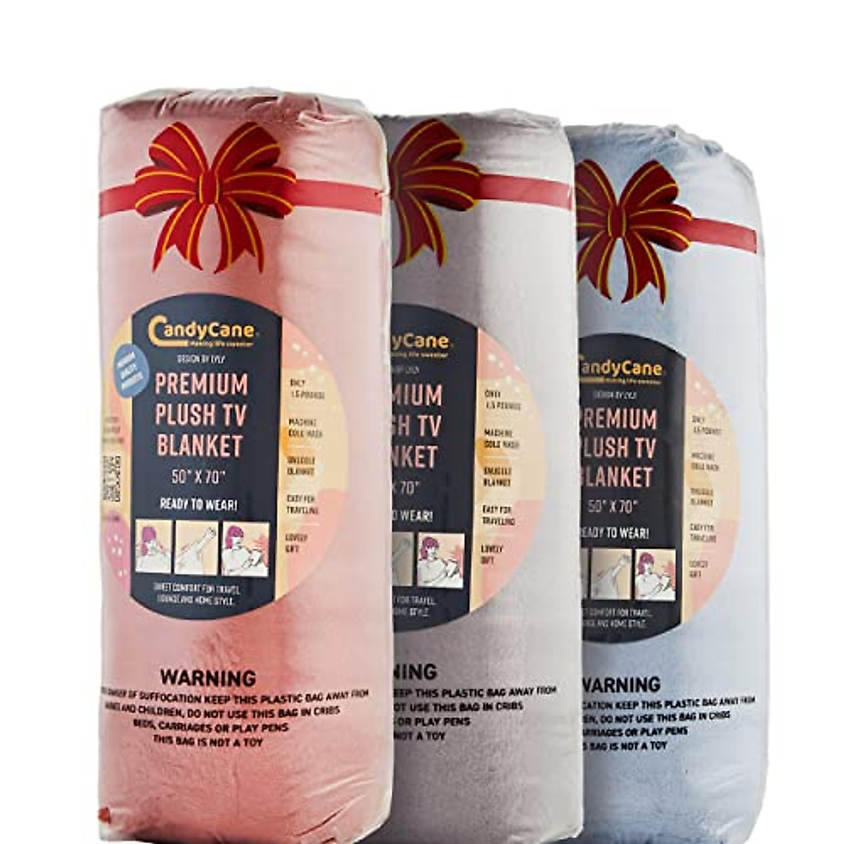 CANDY CANE Premium Wearable Blanket 70"x50" with Three Holes - Super Soft, Lightweight, Microplush, Cozy and Functional Throw Blanket for Adult, Women and Men (Black Licorice)