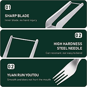 Generic Watermelon Fork Slicer Cutter,Portable Stainless Steel 2-in-1 Watermelon Fork Slicer, Watermelon Cutter Slicer Tool Fruit Forks Slicer for Home Party Camping Kitchen Gadget(2pcs), dsf451