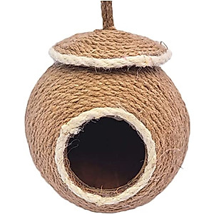 Birdhouse, Parakeet Bird Nest for Cage Coconut Shell Rope Weave Bird Breeding Nest for Budgie Parakeet Conure Canary Lovebird