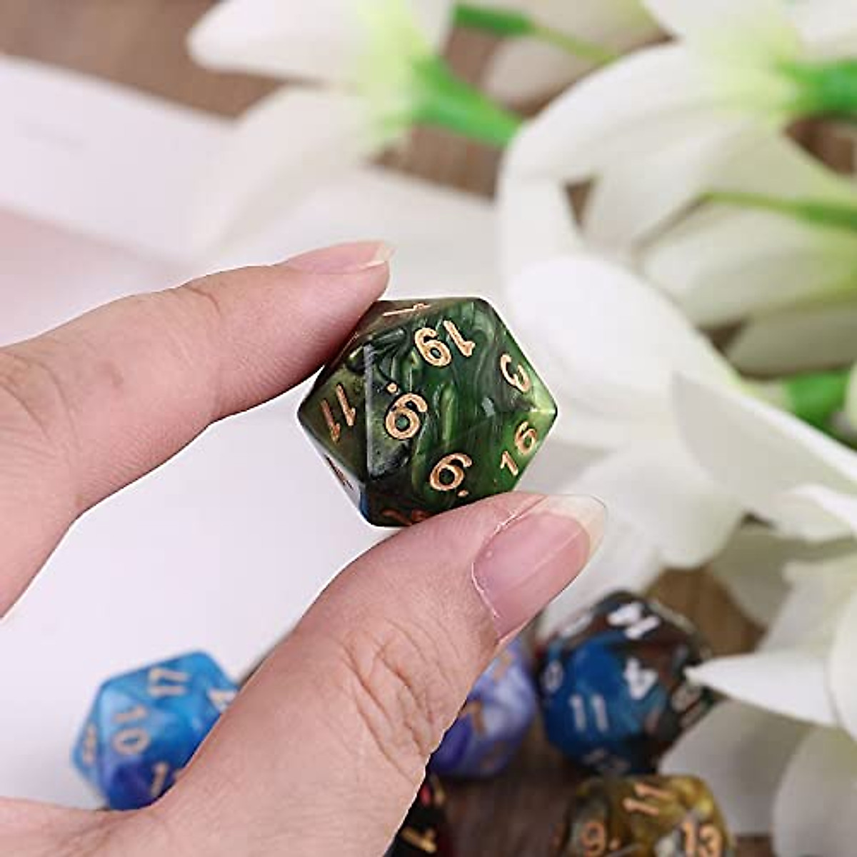 SUWEILE SZSZ 7pcs D20 Polyhedral Muti-Sided Dice Numbers Dials Table Board Role Playing Game for Bar Pub Club Party 0212
