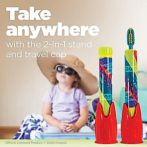 GUM Crayola Twistables Toothbrush for Kids , Soft Bristles Children & Toddler Toothbrush with Holder , For Ages 3+, 1ct (4pk)