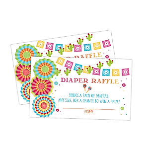 Your Main Event Prints Fiesta Mexican Baby Shower Diaper Raffle Card, Diaper Raffle Ticket, 50 Count