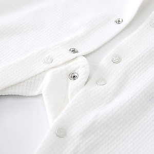 pureborn Unisex Baby Boys Girls Spring Fall Romper Jumpsuit - Solid White Long Sleeve Jumpsuit Clothes for Christening Baptism 3-6 Months