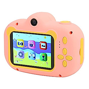 Boxwizard 1080P 2inch Kids Camera Cute Cartoon Design HD Digital Children Selfie Camera for Birthday (Pink)