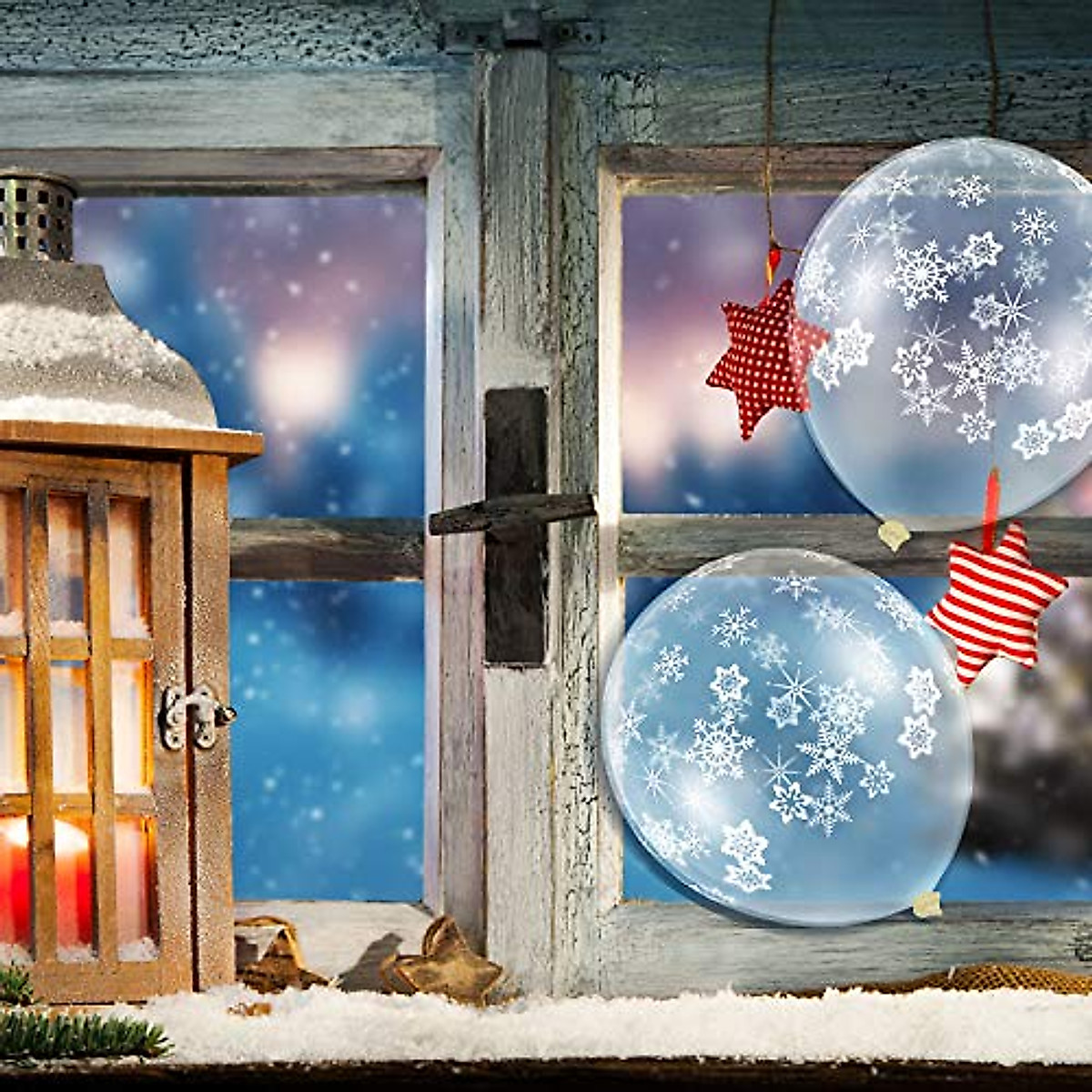 40 Pieces Clear Snowflake Balloons Winter Transparent Snowflake Latex Balloons for Christmas Birthday Wedding Party Decorations