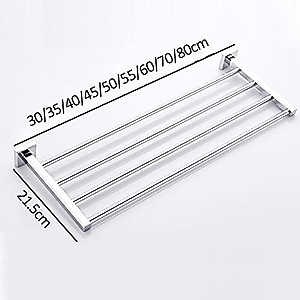 YDYFC Copper Bathroom Towel Rails Shelf, Wall Mounted 4-rods Storage Shelves, Kitchen Dish Cloths Hanger, 9 Sizes 30cm-80cm, Chrome (Size : 15.7inch(40cm))