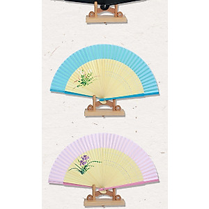 NA Chinese Wind Folding Fan Hanwear Vintage Fan Antique Women Dance Folding Summer Portable Easy Closure (All Black)