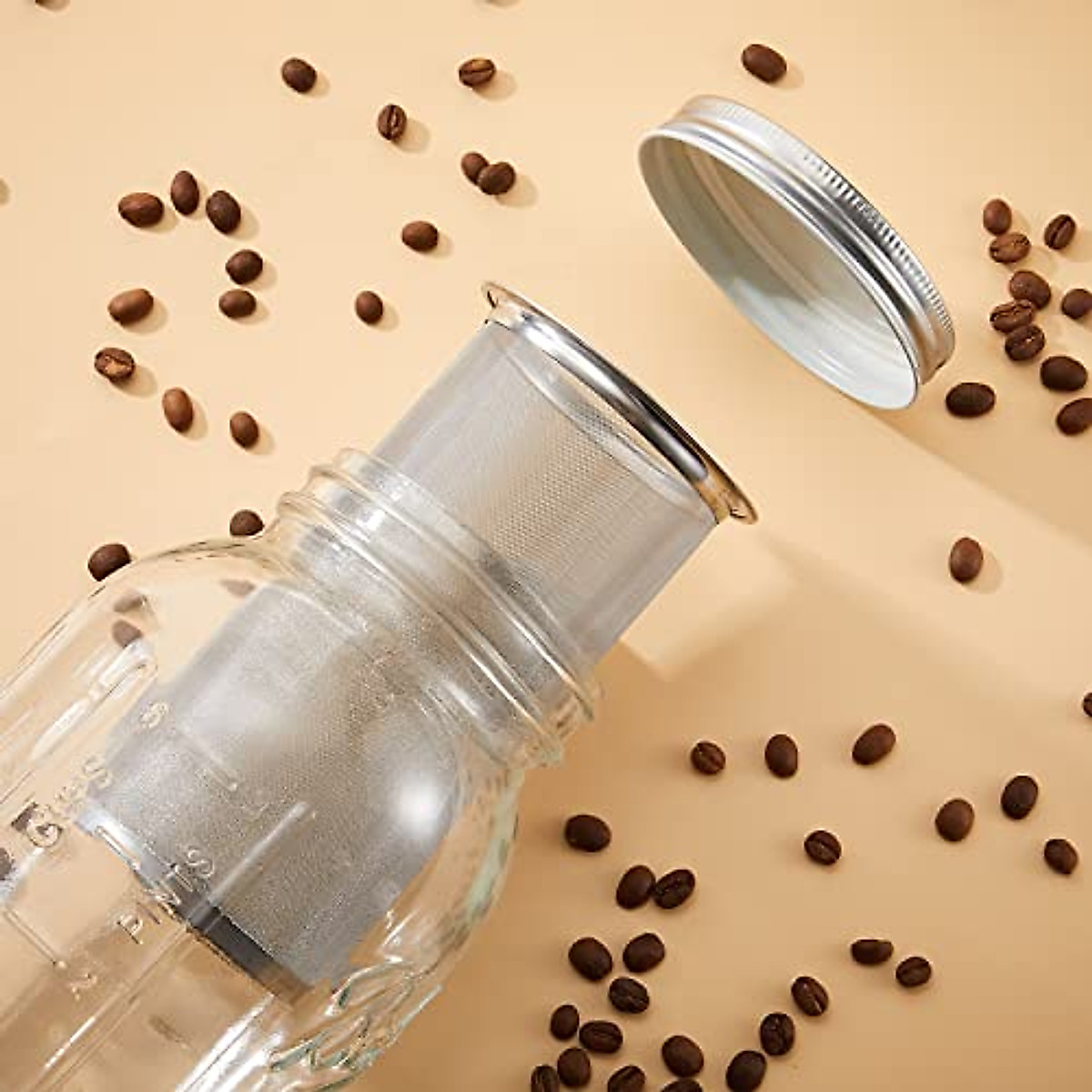 2 Pcs Cold Brew Coffee Filter 2 Quart Coffee Tea Infuser Stainless Steel Mesh Filter Mason Canning Jar Coffee Filter Reusable Mesh Coffee Filter for Wide Mouth Mason Canning Jar and Iced Tea Maker