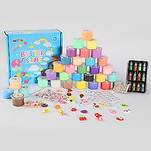 Mini Butter Slime Kit, 32 Pack Scented Slime for Kids Party Favor, DIY Putty Slime Toys Stretchy and Non-Sticky, Soft Slime Stress Relief Toys for Girls and Boys