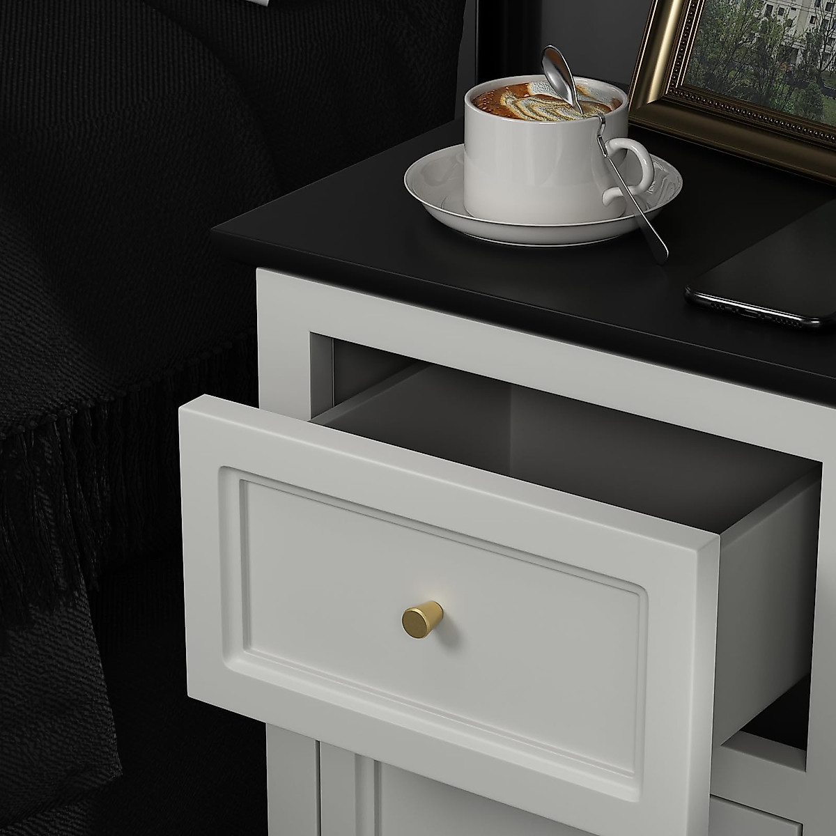 homdiy 5 Pack Brushed Brass Cabinet Knobs Gold Dresser Drawer Round Knobs for Kitchen Cabinet Hardware