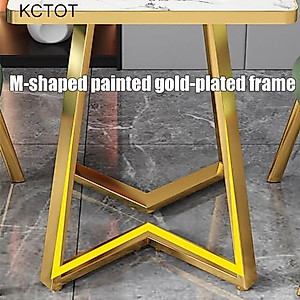 KCTOT Office Reception Round Table and Chair Set,High Density Sponge Cushion,Negotiation Table and Chair Set,Conference Room Table,Imitation Marble Wood Desktop (Color : A)