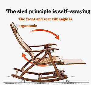 Bamboo Recliners Patio Rocking Chairs Ergonomic Garden Deck Chairs for Elderly,Wooden Foldable Recliner Comfort Zero Gravity Chair Loungers Deck Chair Garden Chair