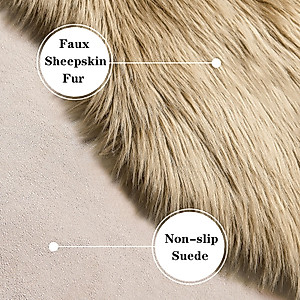 DXGJOKR Faux Fur Rug, Sheepskin Rug, Fluffy Rug, Shag Rug, Fuzzy Rugs for Bedroom, Small Area Rug Bedside Rug Ultra Soft Plush Rug, Machine Washable Rug (Camel, 2x3ft Sheepskin)