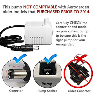 Ulrempart Pump with 10 filters, Compatible with AeroGarden Harvest Bounty Farm Extra Ultra all models, Pump replacement model #200623