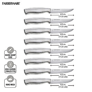 Farberware Stainless Steel Steak Knife Set, 8-Piece, Stainless Steel